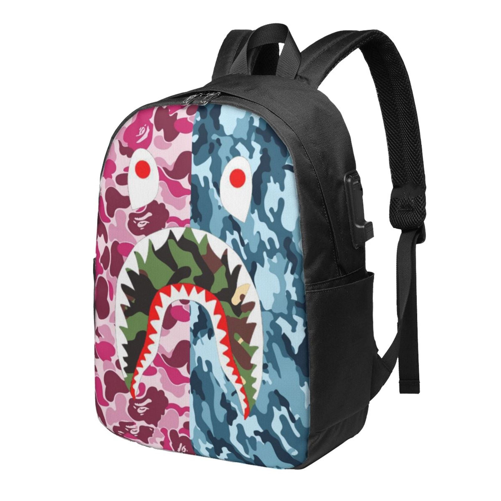 Bape Face Shark Laptop Backpack With Usb Charging Port 17 Inch Daypack ...