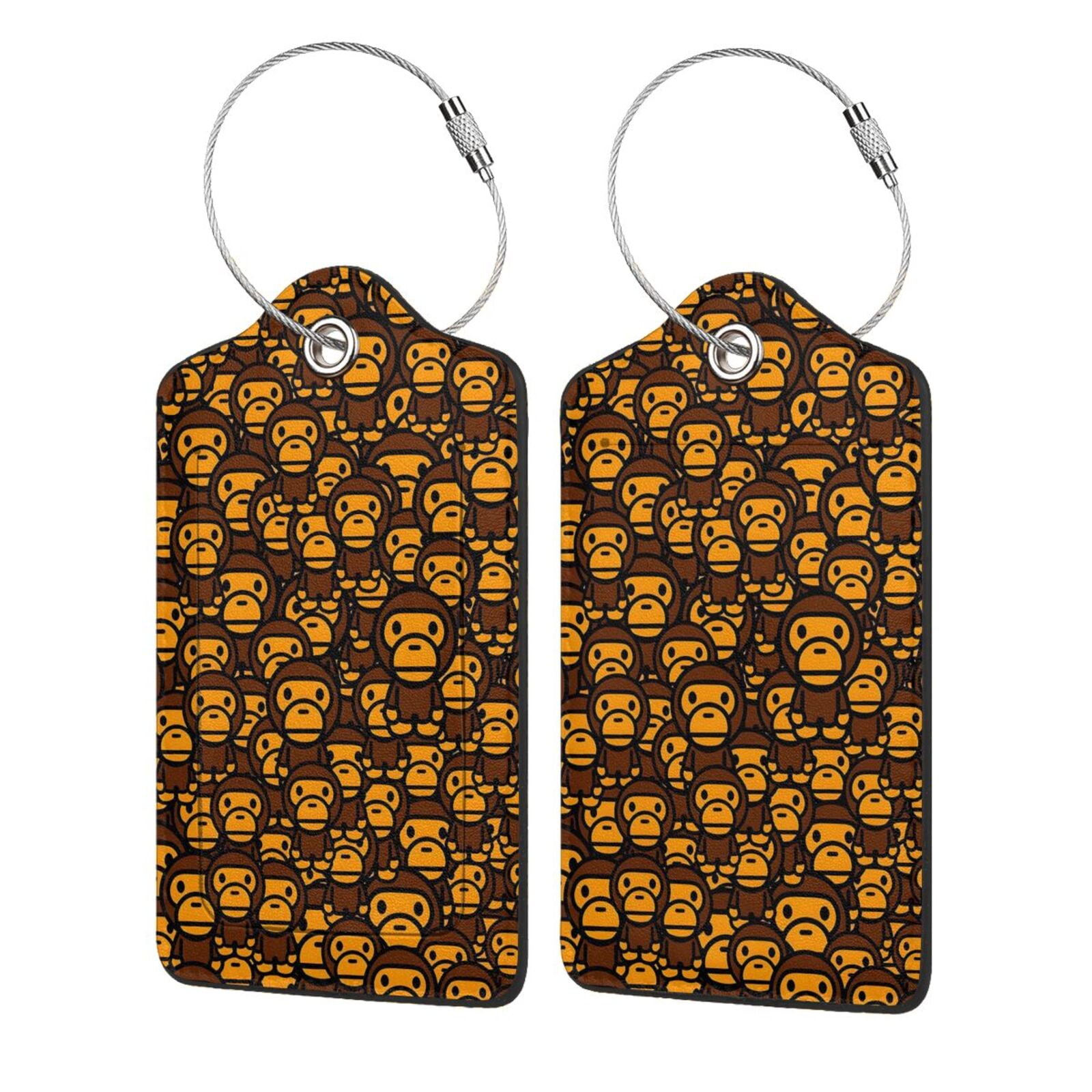 Bape Pu Leahter Luggage Tag, 1 Pc Suitcase Tags With Privacy Cover Name ...