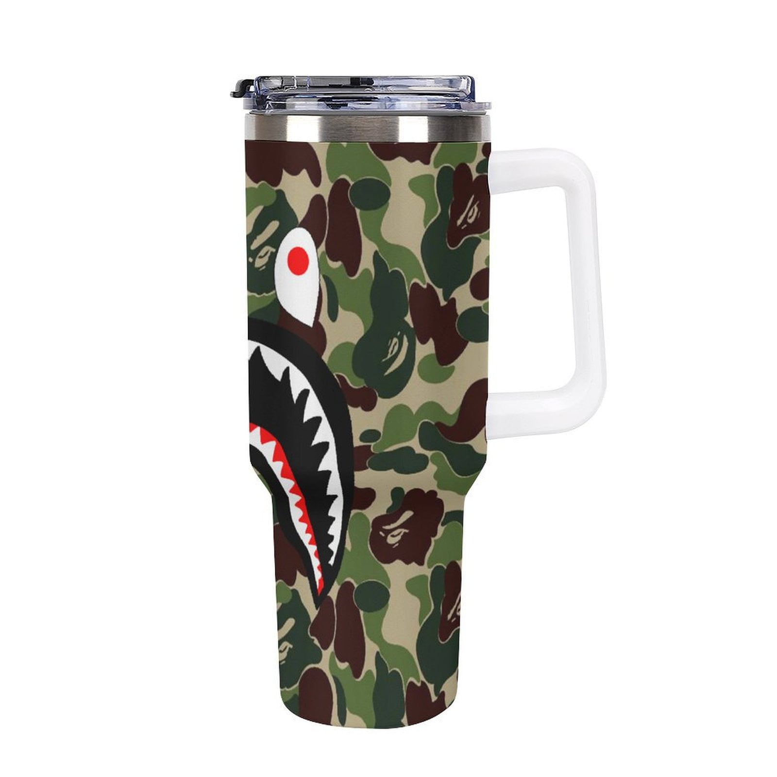 Bape Shark Camo 40 Oz Tumbler With Handle And Straw, Stainless Steel ...
