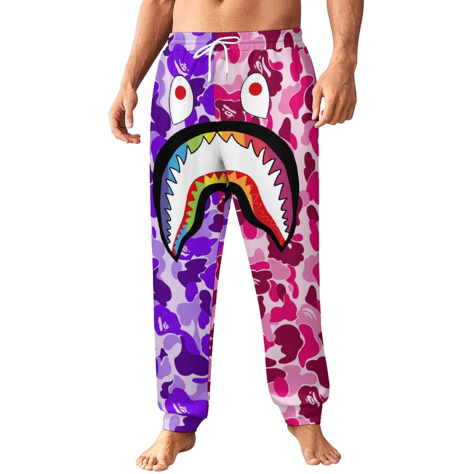 Bape Shark Jogger Pants for Men, Camo Workout Sweatpants, Casual Sports ...