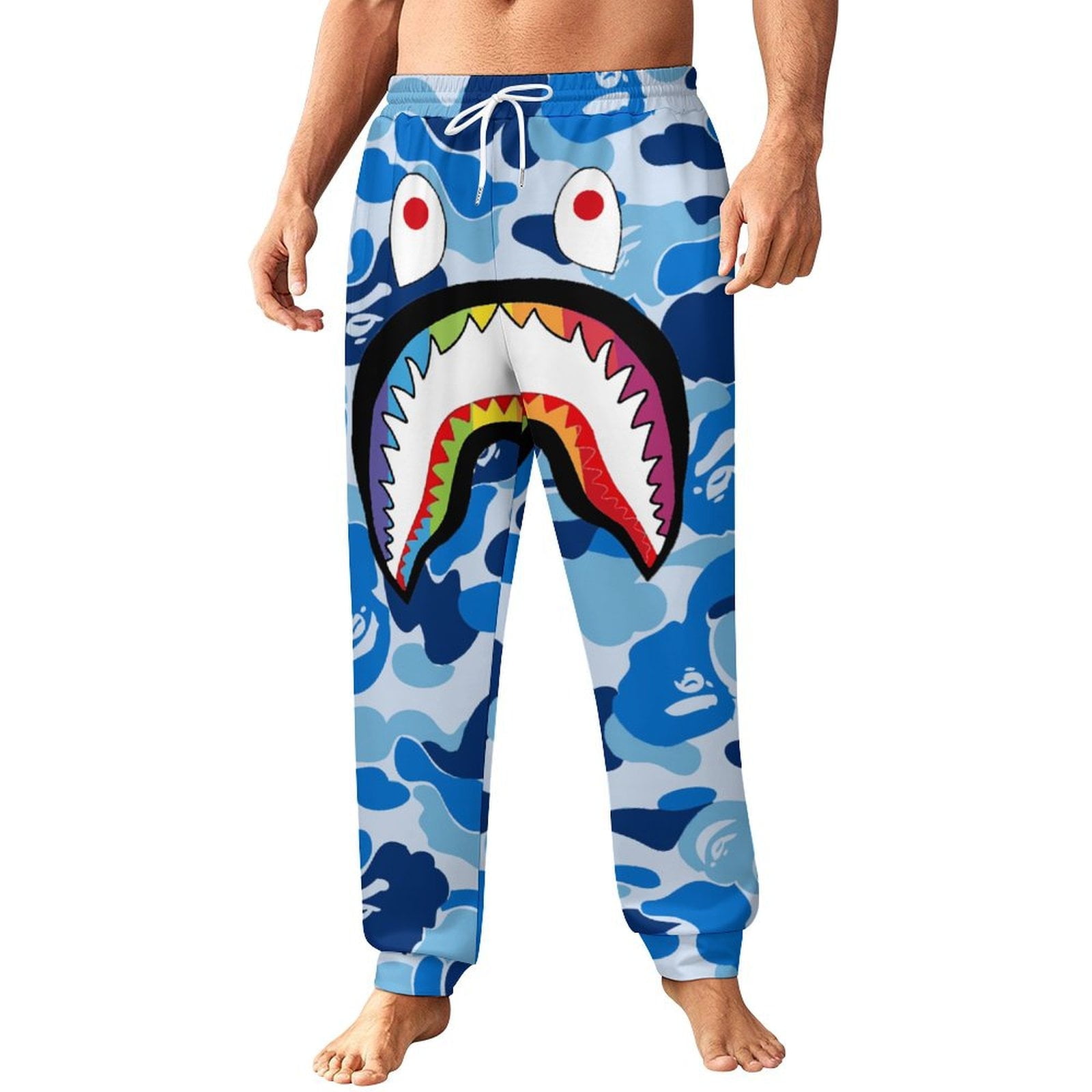 Bape Shark Jogger Pants for Men, Camo Workout Sweatpants, Casual Sports ...