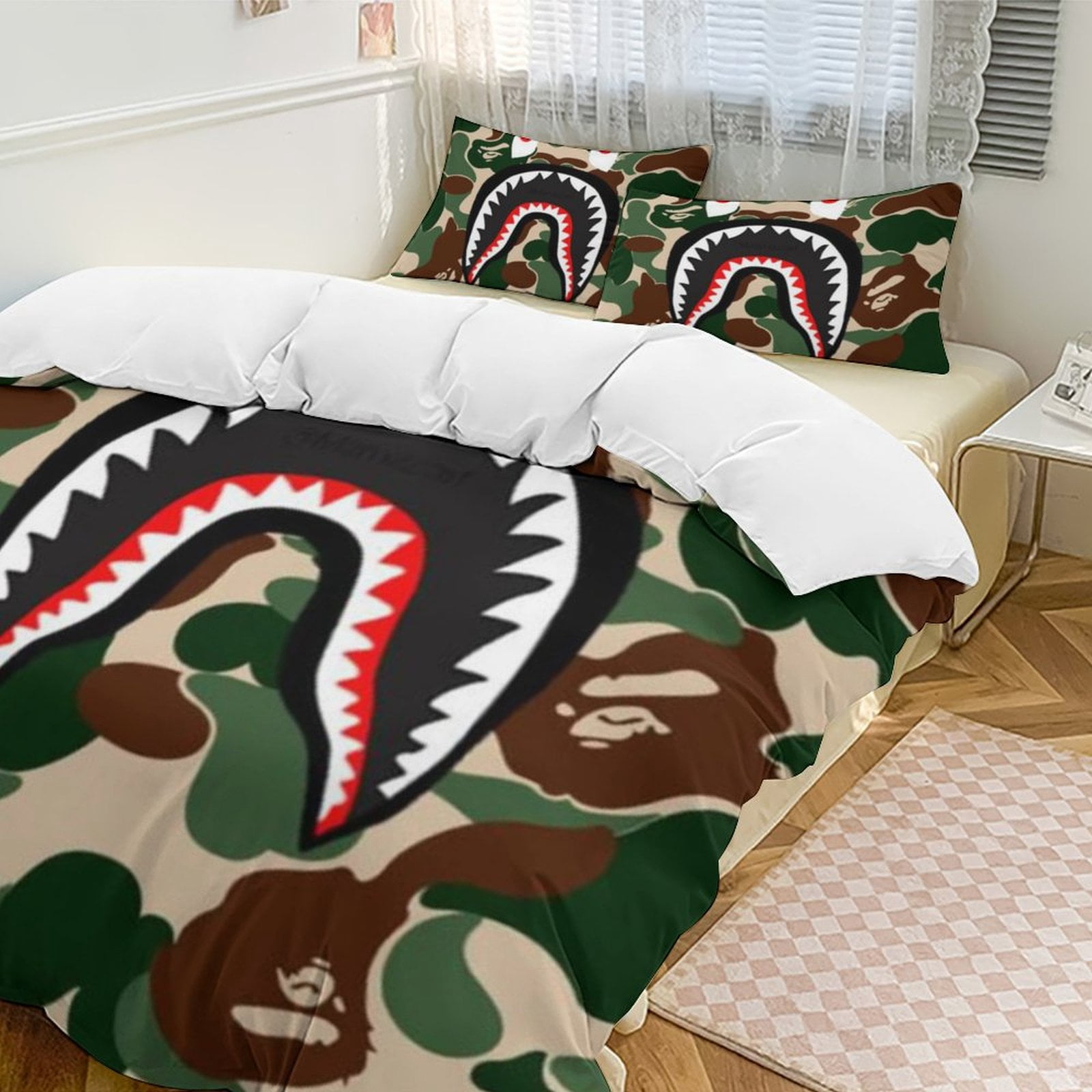 Bape Shark Three Piece Duvet Cover Set Duvet Cover 3 Piece Bedding Set ...