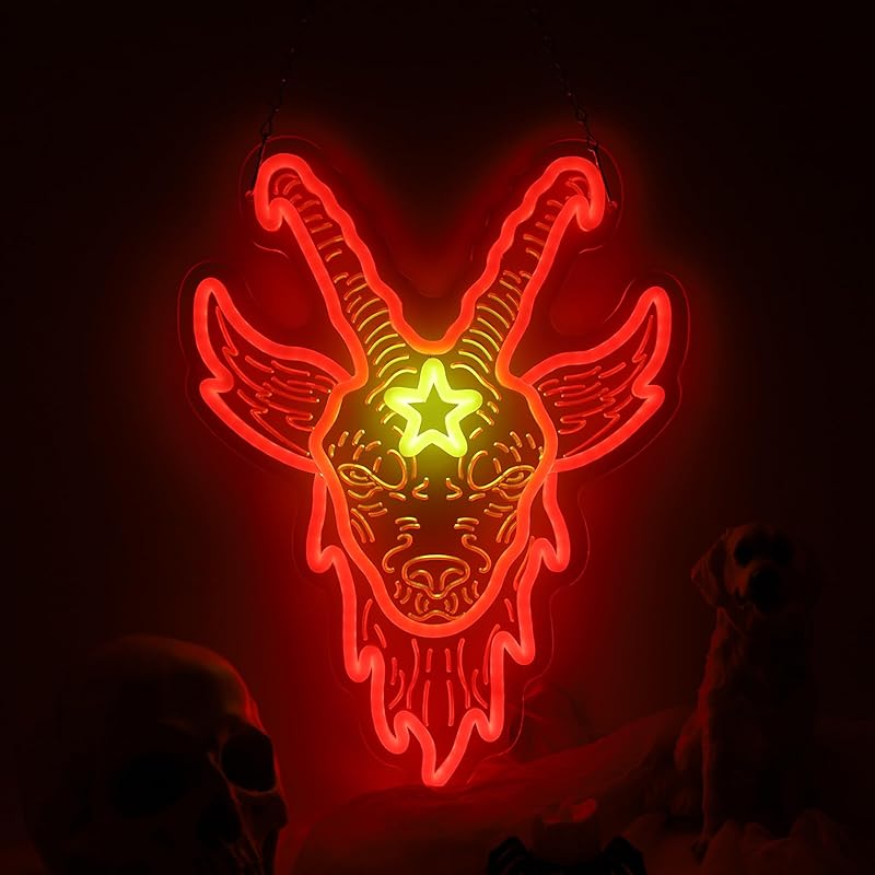 Baphome Neon Signs LED Neon Light for Wall Decor, Horror, Bar, Bedroom ...