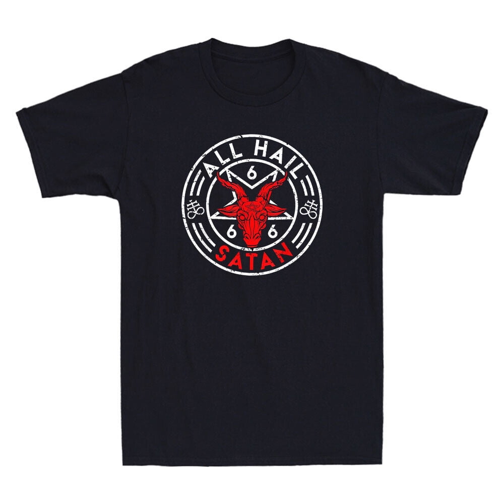 Baphomet All Hail Satan Devil Goat Bafomet Funny Graphic Vintage Men's ...