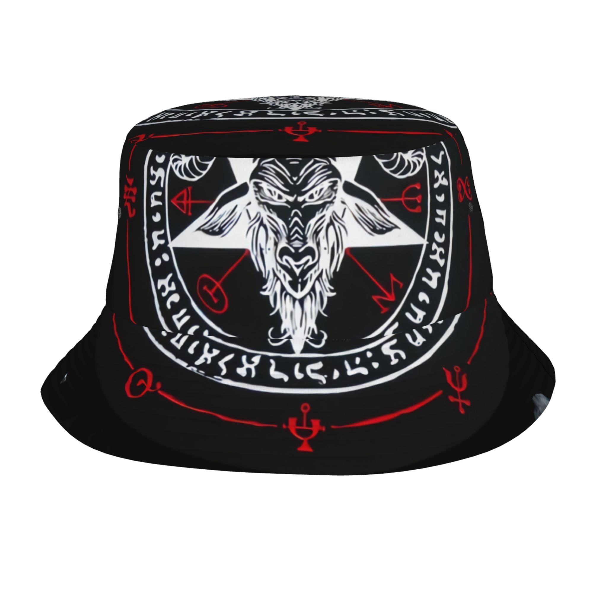 Baphomet Demon Satanic Goat Head Bucket Hat,Packable Fisherman Sun Cap ...