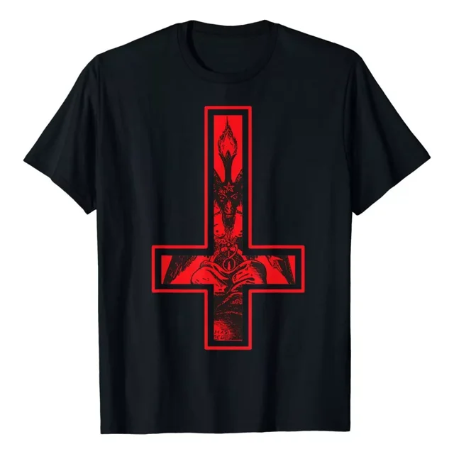 Baphomet Inverted Cross Occult Satanism Hail Satan T-Shirt US Size ...