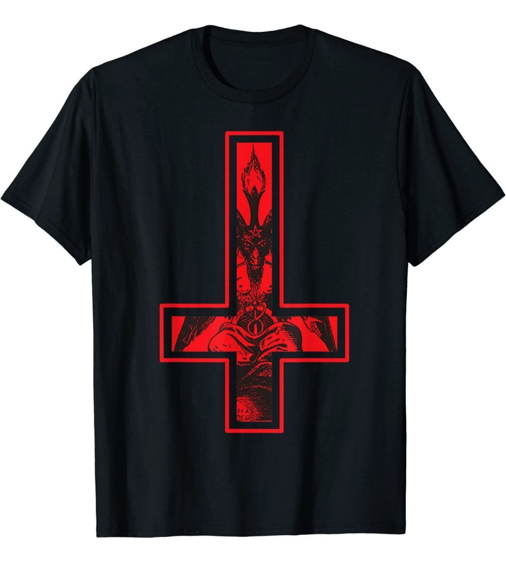 Baphomet Inverted Cross Occult Satanism Hail Satan T-Shirt US Size ...