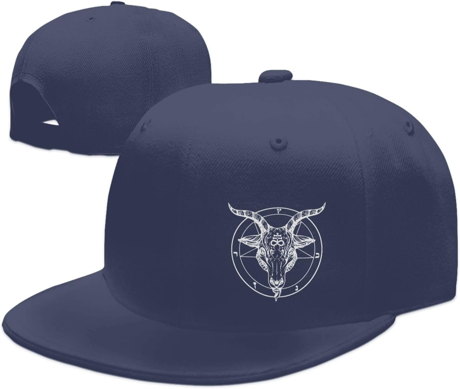 Baphomet Satanist Goat Ram Flat Brim Bill Baseball Cap Adjustable ...