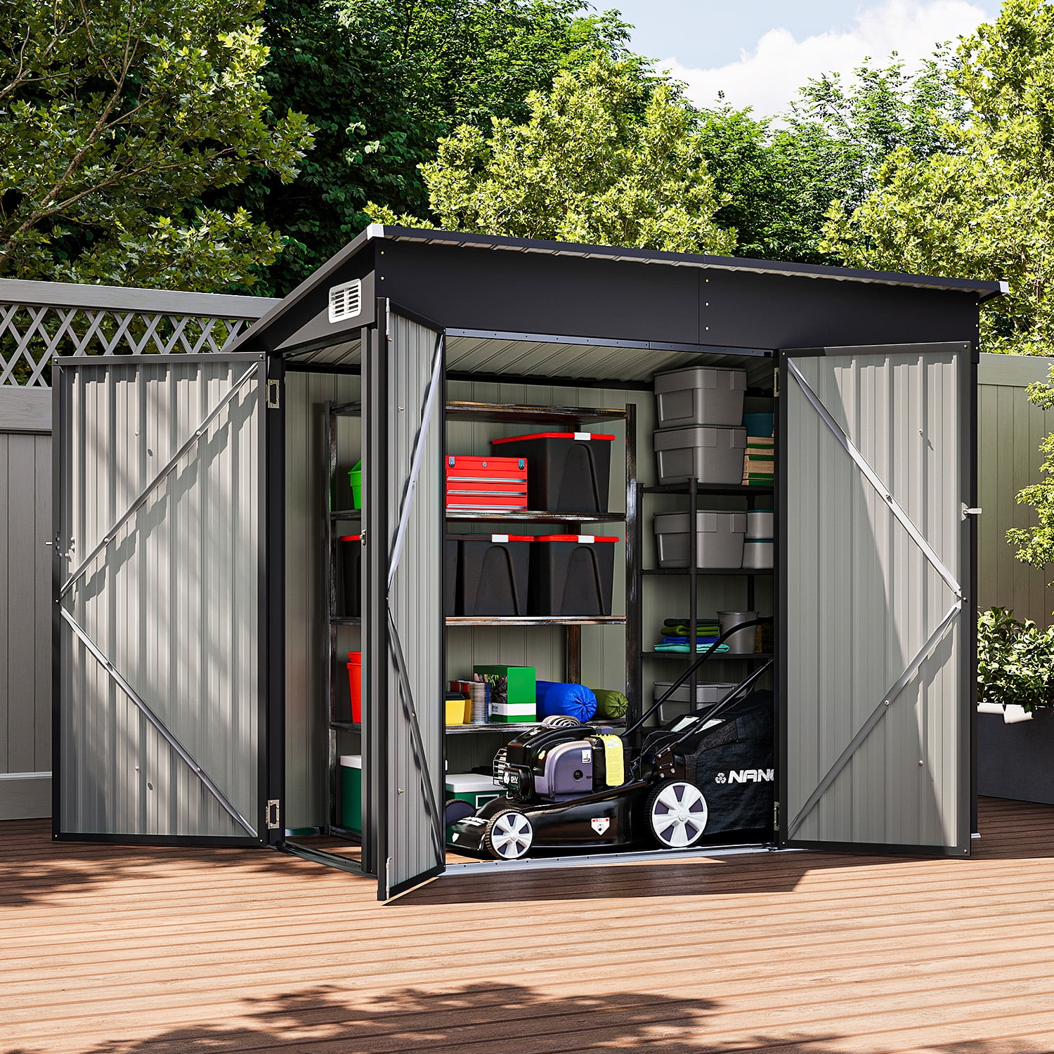 Bapipro 4' x 8' Shed Outdoor Storage Shed with Triple Lockable Door ...