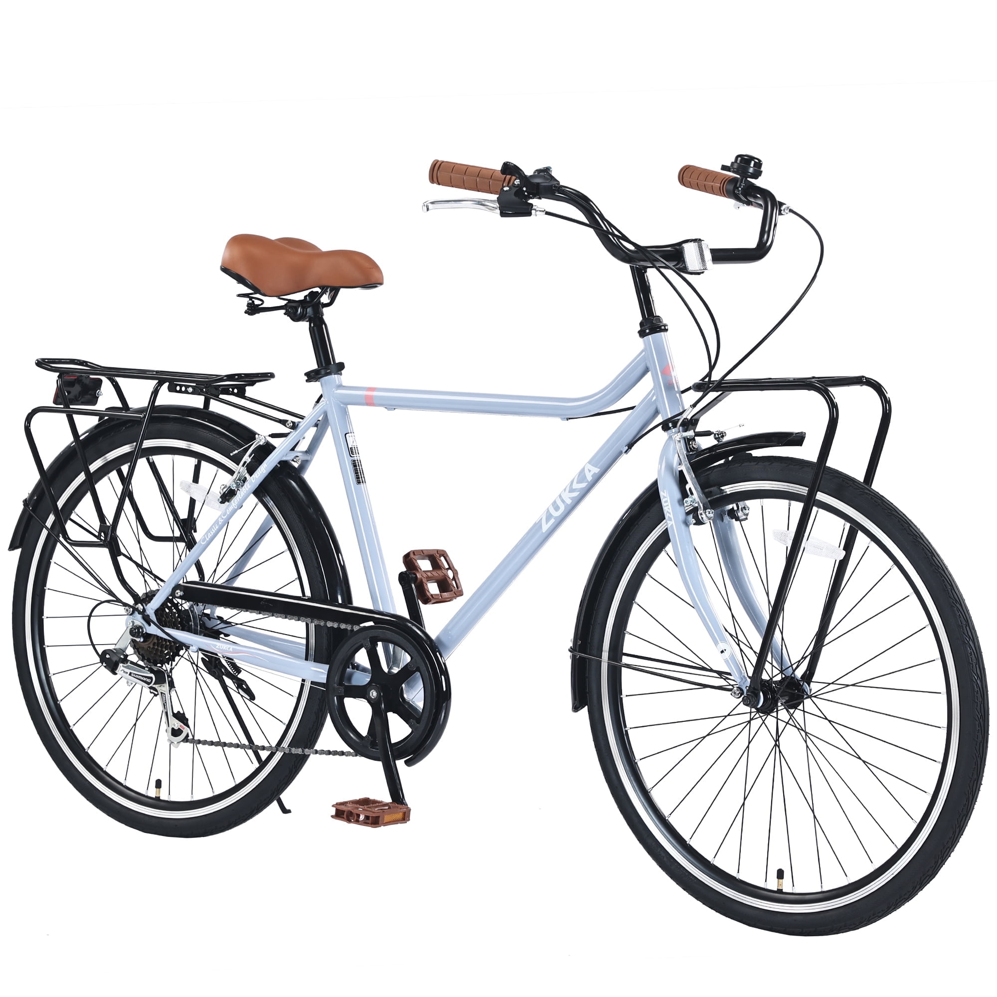 Baprem 26" Beach Cruiser Bike 7 Speeds Commuter City Bicycle with Dual Brakes for Men Women, Sky ...