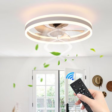 AFANQI 42 Inch Silver Remote Control Invisible Ceiling Fan Light ...