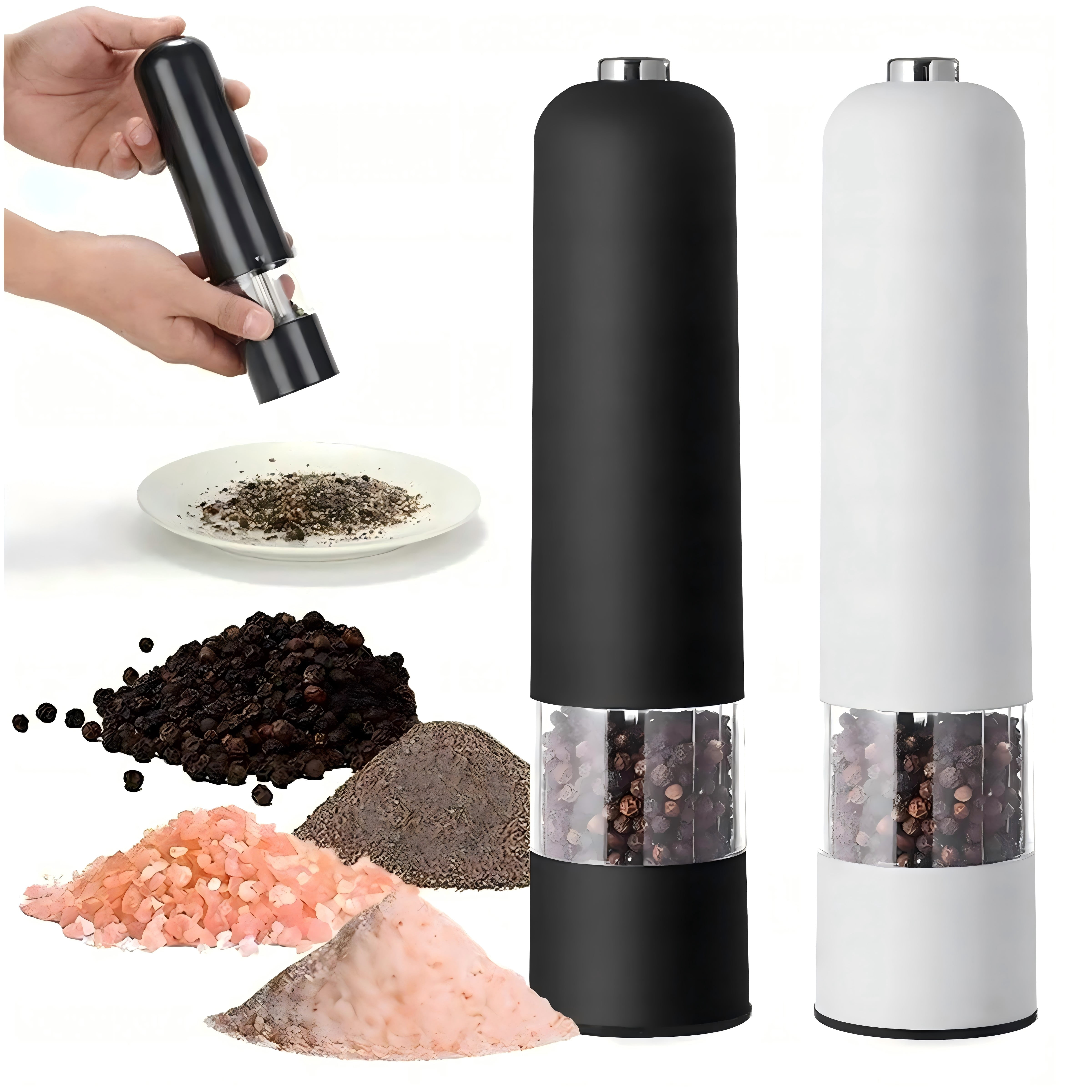 Baprem Electric Salt and Pepper Grinder Set, Battery Powered ...