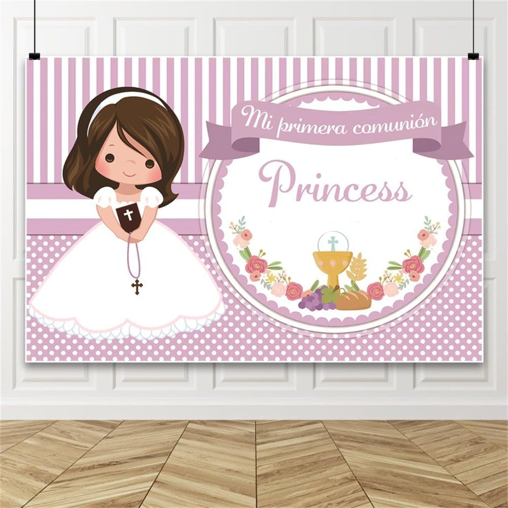 Baptism Backdrop Girl Mi Primera Comunion Christening Photography ...