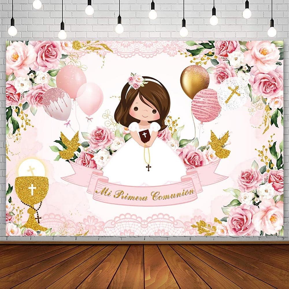 Baptism Backdrop for Girl Mi Primera Comunion Christening Photography ...