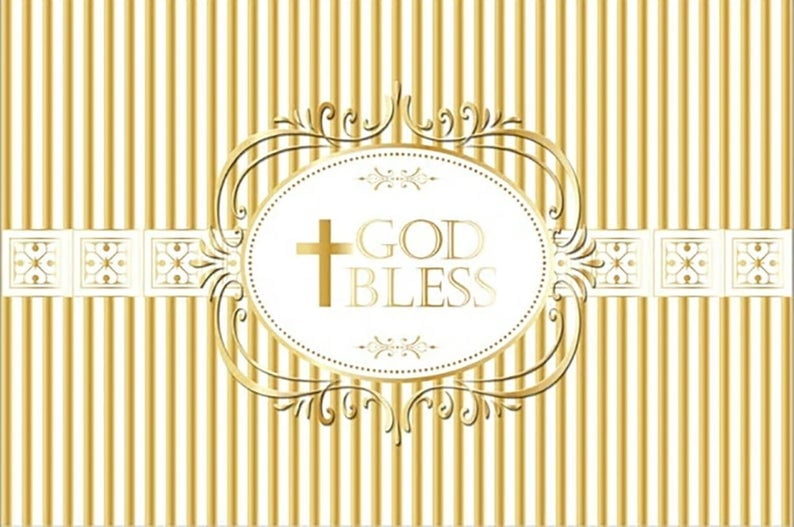 Baptism Backdrop God Bless Party Christening Banner Holy Communion ...