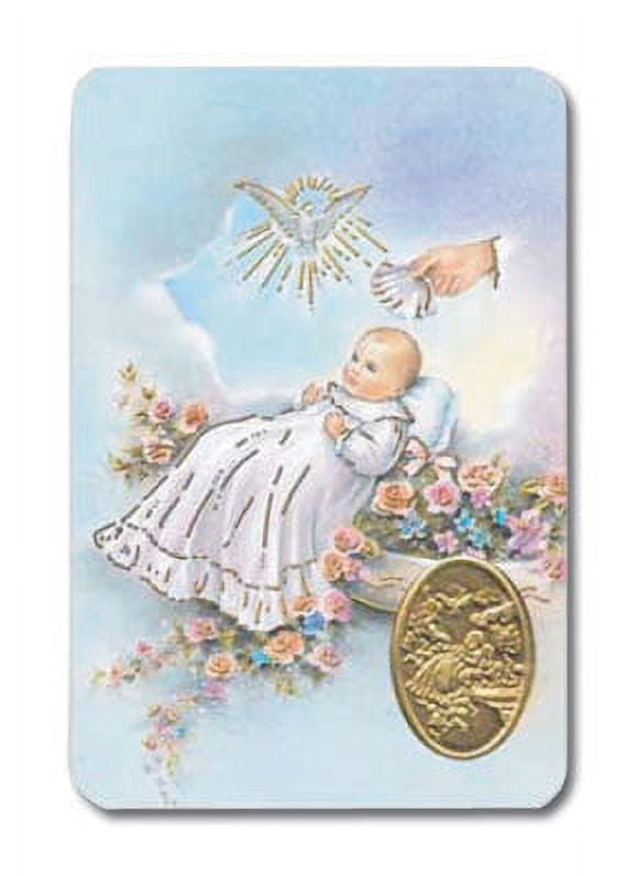 Baptism Blessing Laminated Catholic Prayer Holy Card with Medal and ...