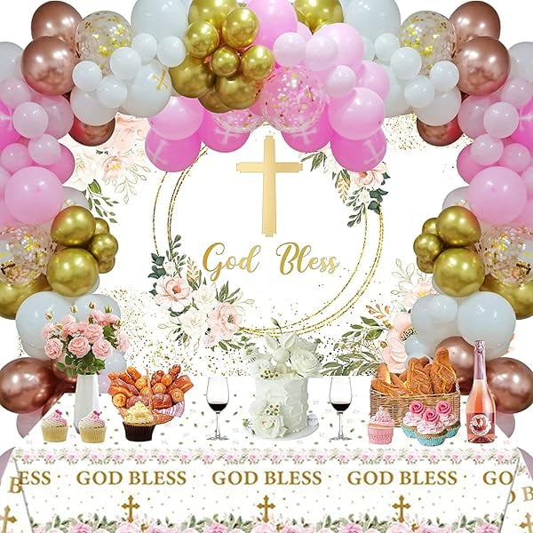 Baptism Decorations for Girls God Bless Party Decorations Floral God ...