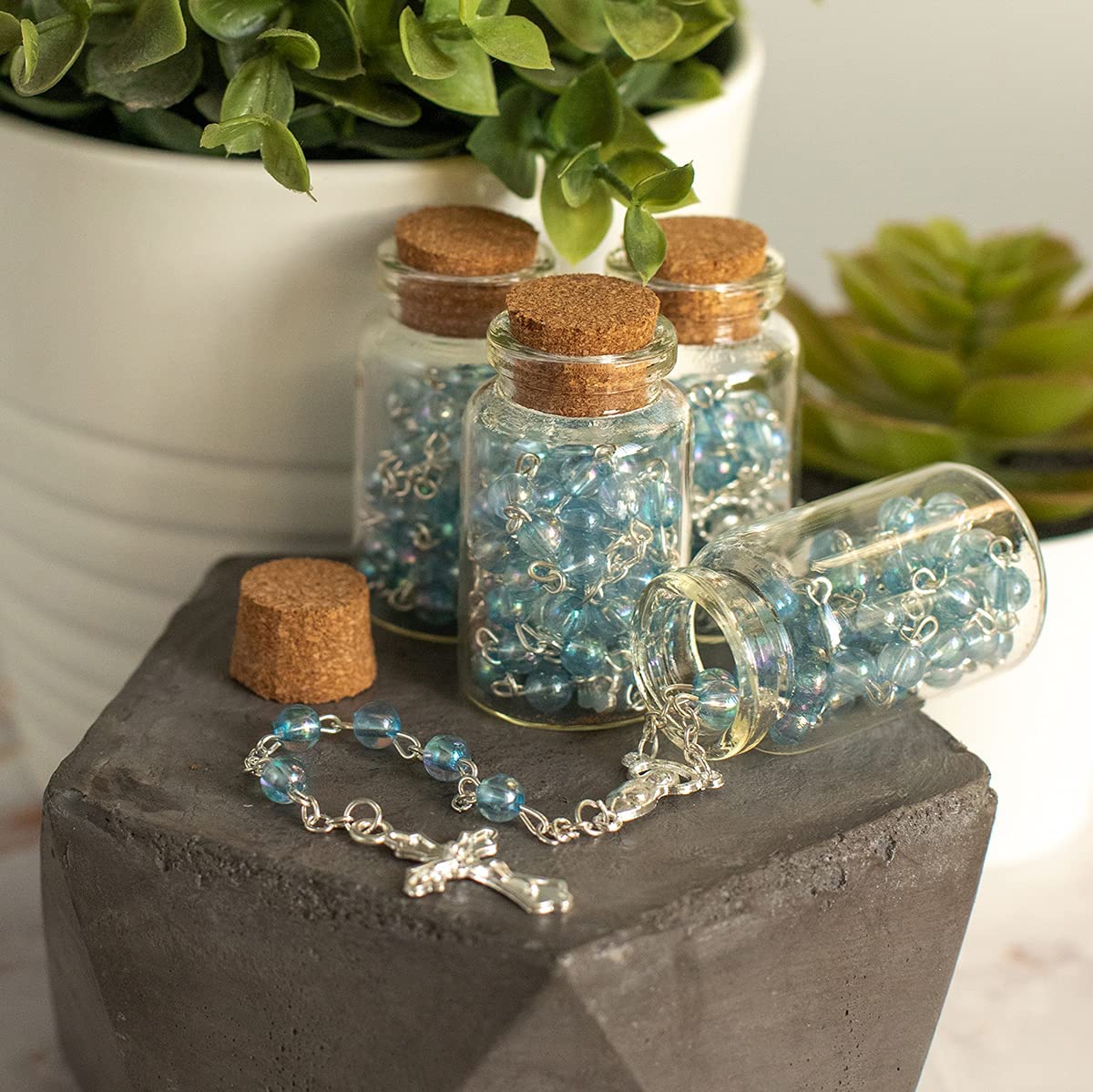 Baptism Favor (12PCS) Holy Communion Rosary in Glass Bottle Jar ...