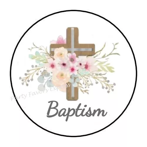 Baptism Floral Cross Sticker Party Favors Sticker Envelope Seals Labels ...