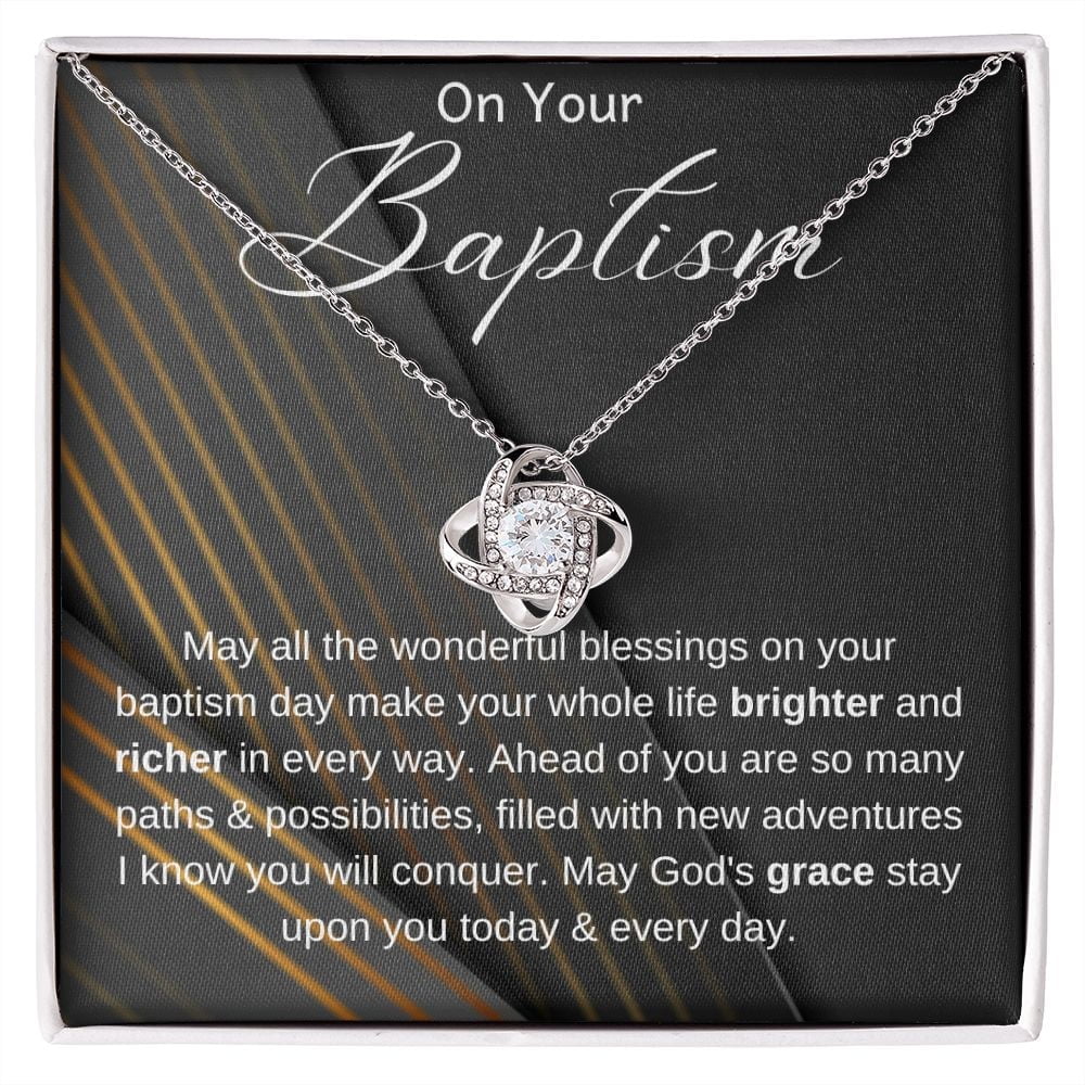 Baptism Gift Necklace, Adult Baptism Keepsake, LDS Jewelry, Love Knot ...