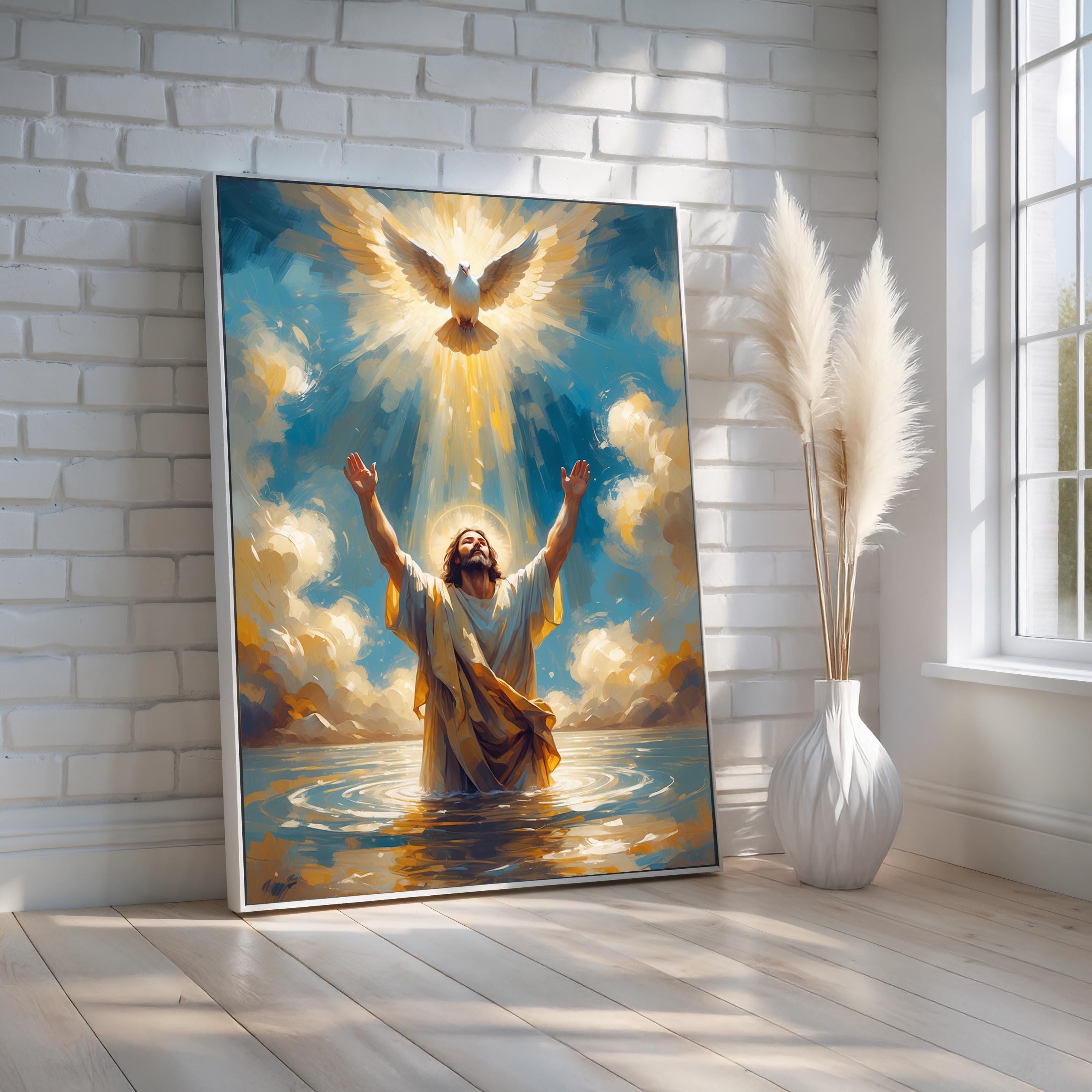 Baptism Of Jesus Wall Art | Holy Spirit Dove | Uplifting Christian ...
