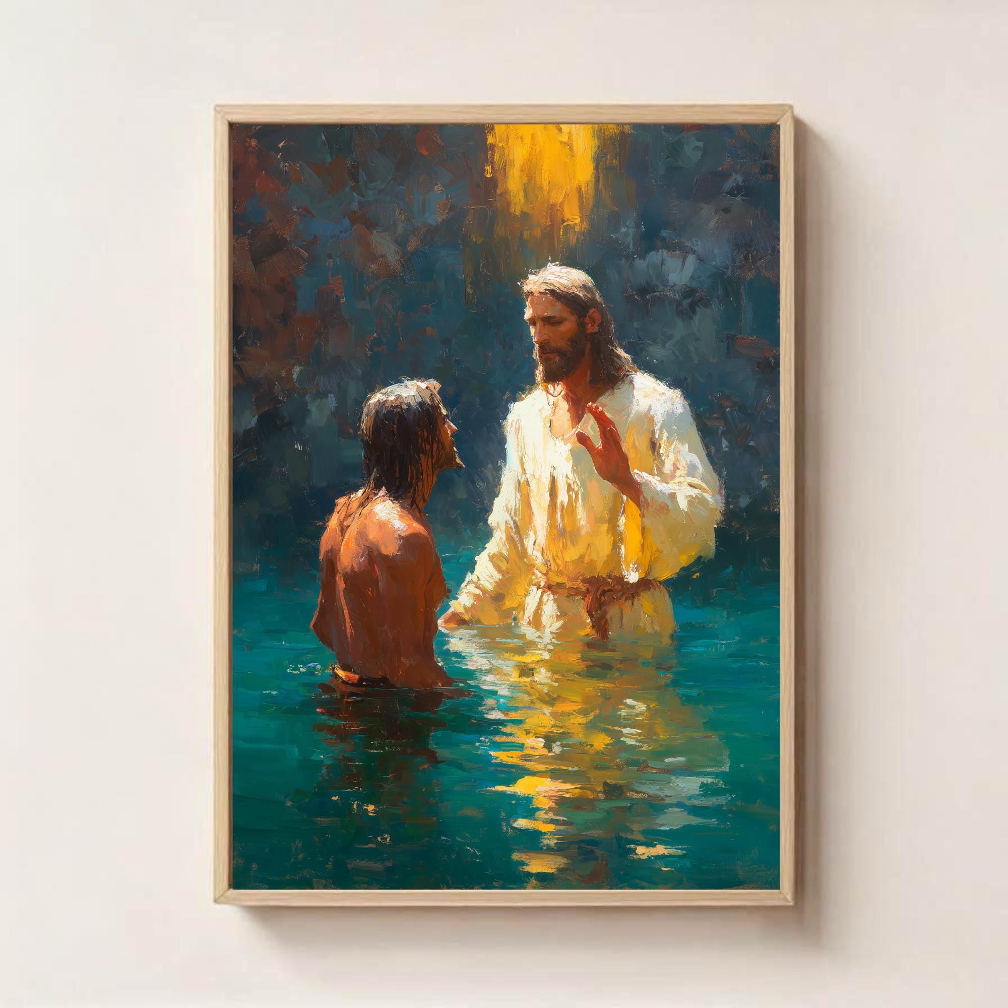 Baptism Of Jesus In Water , Jesus Wall Art, Jesus Printable, Religious ...