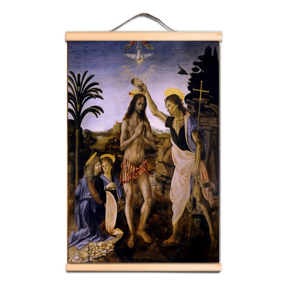 Baptism of the Lord Famous Vintage Oil Painting - Leonardo da Vinci ...