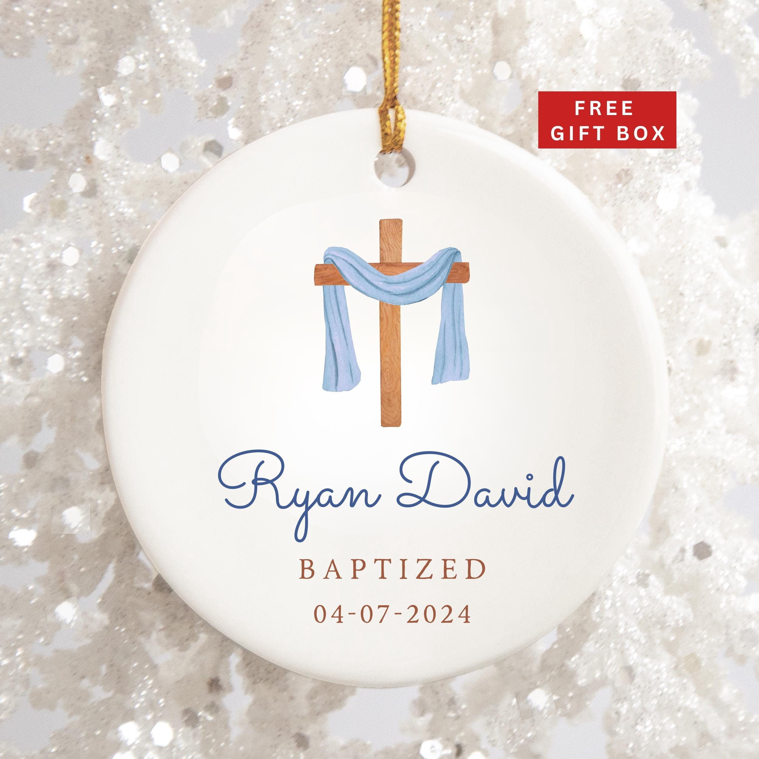 Baptism Ornament, Boy Baptism Gift, Personalized God Bless Christening ...
