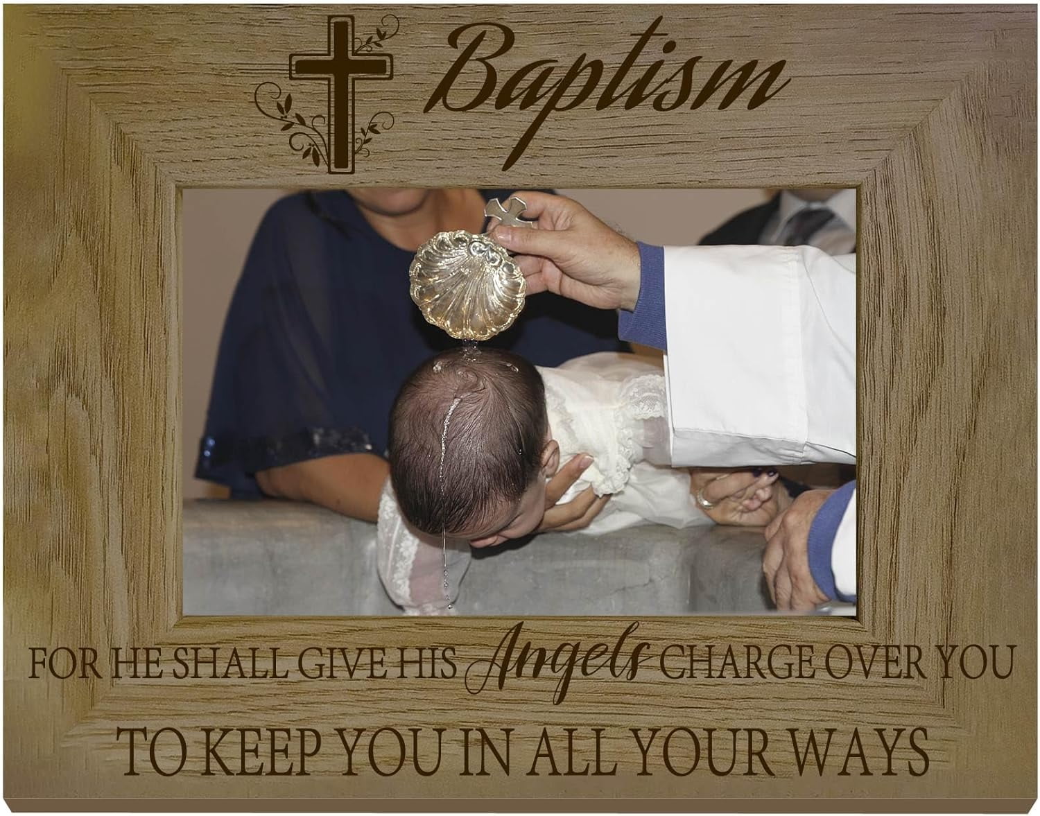 Baptism Picture Frame Wood Photo Frame Holds Display Pictures 4x6 Wall ...
