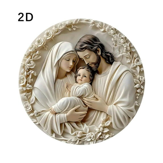 Baptism Pray Faith Theme Wooden Hanging Sign - 7.88Inch (20cm) Round Family Wall Art, Christian ...