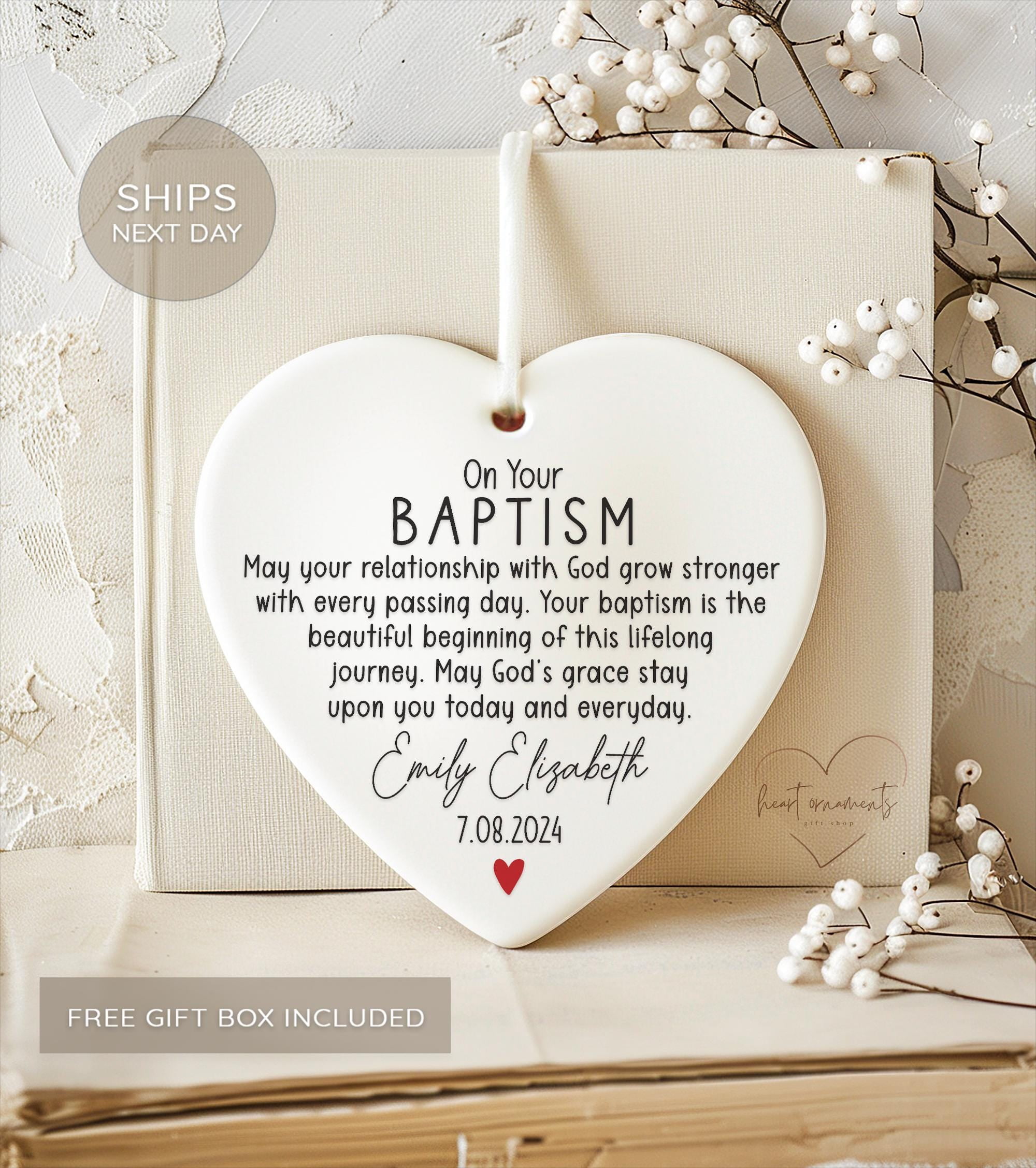 Baptism Quote Ornament Personalized Christening Keepsake, Custom Name ...