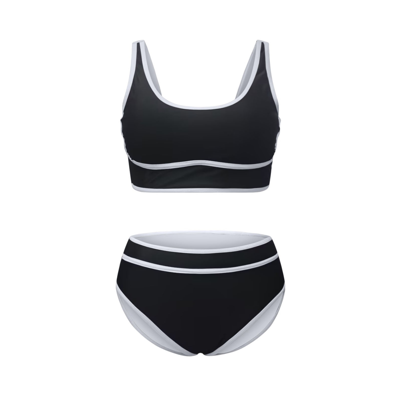 Baqcunre 2 Piece Bikini Set for Women Color Block 2025 Sporty Longline ...