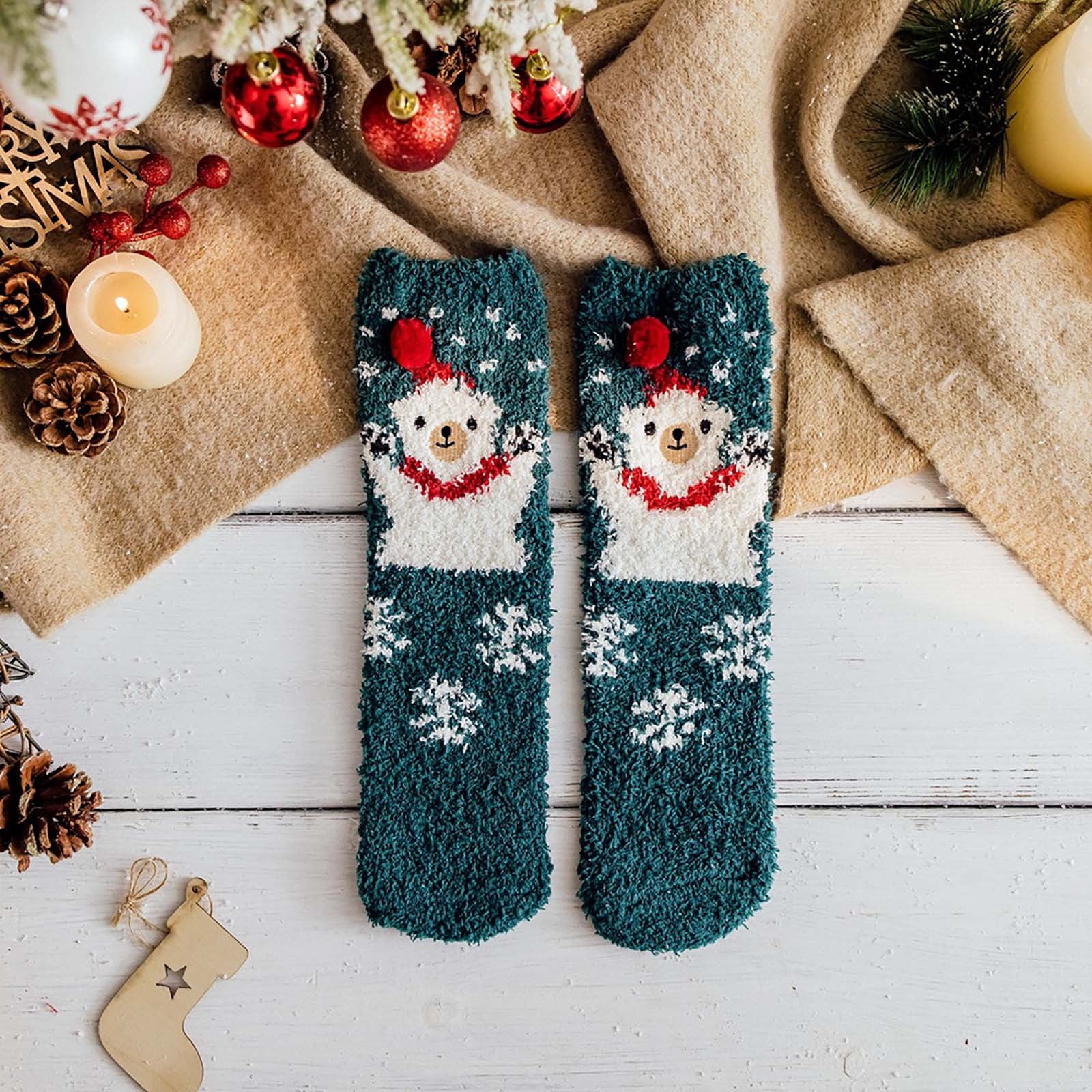 Baqcunre Clearance! Christmas Socks, Christmas Socks Warm Coral Velvet ...