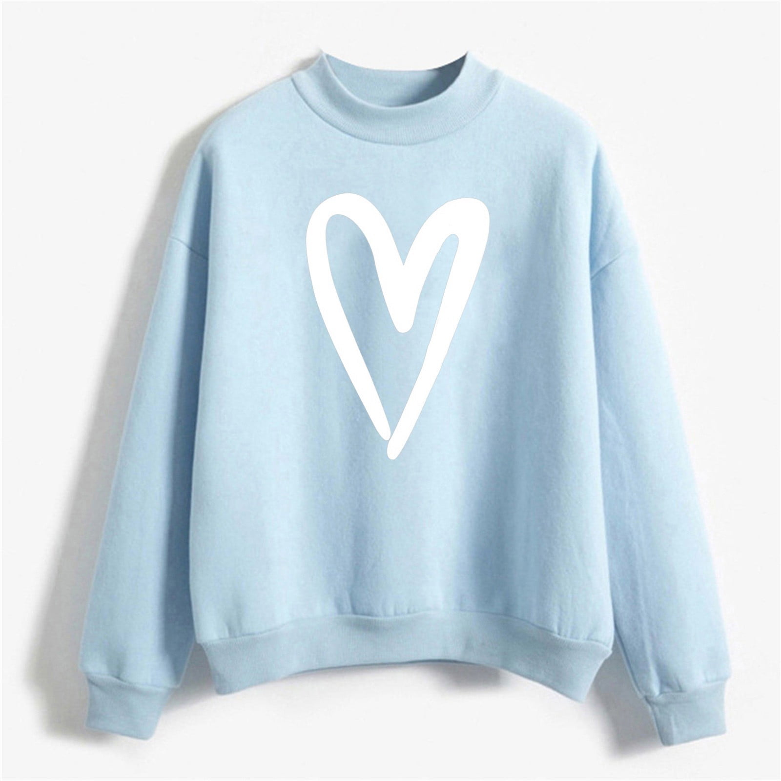 Baqcunre Crewneck Sweatshirts Round Neck Hoodless Sweater Love Printed ...