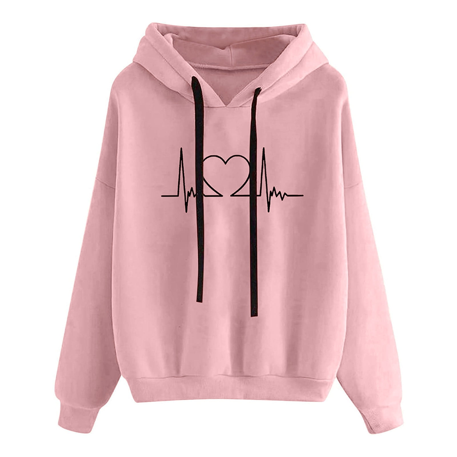 Baqcunre Graphic Hoodie,Heart Printing Comfy Hoodies Bright Color Long ...