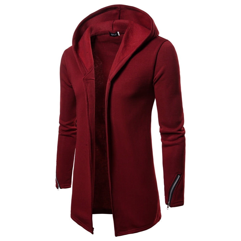 Baqcunre Hoodies For Men Men'S Hooded Solid Zipper Trench Coat Jacket ...