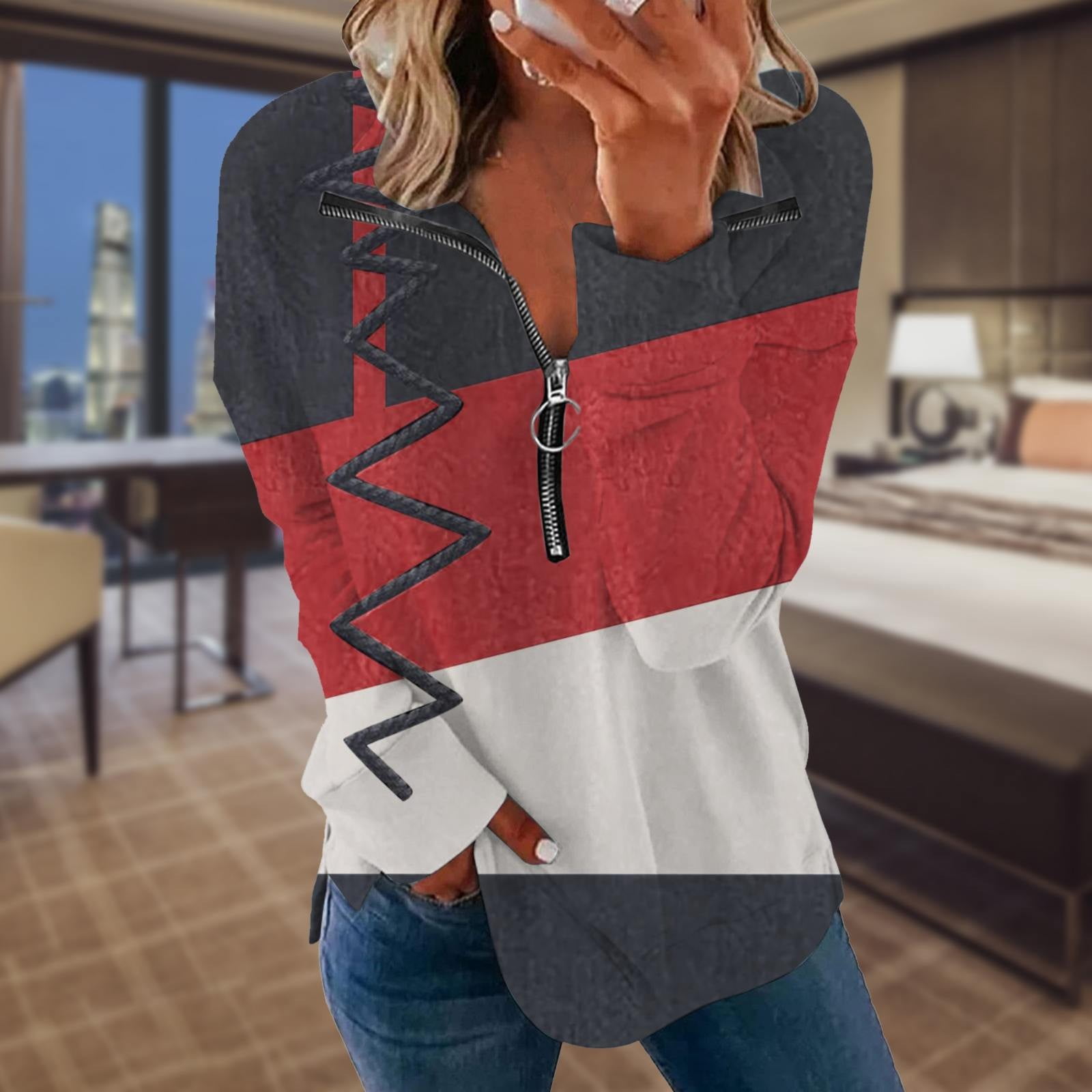 Baqcunre Hoodies For Women Winter Fashion Long Sleeve Zipper Side Split ...