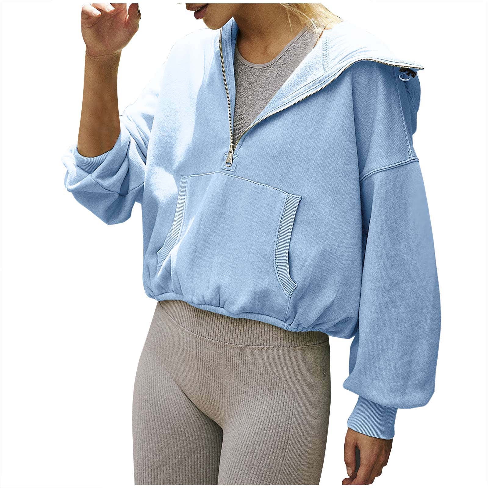 Baqcunre Hoodies For Women Yoga Clothing Ladies Loose Zipper Hoodie ...