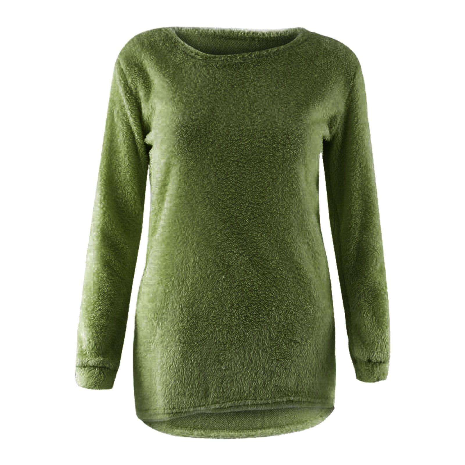 Baqcunre Ladies' Solid Colour Long Sleeve Loose Stylish Plush Top ...