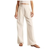 Baqcunre Linen Pants Womens Cotton Casual Loose Trousers Comfy Work ...