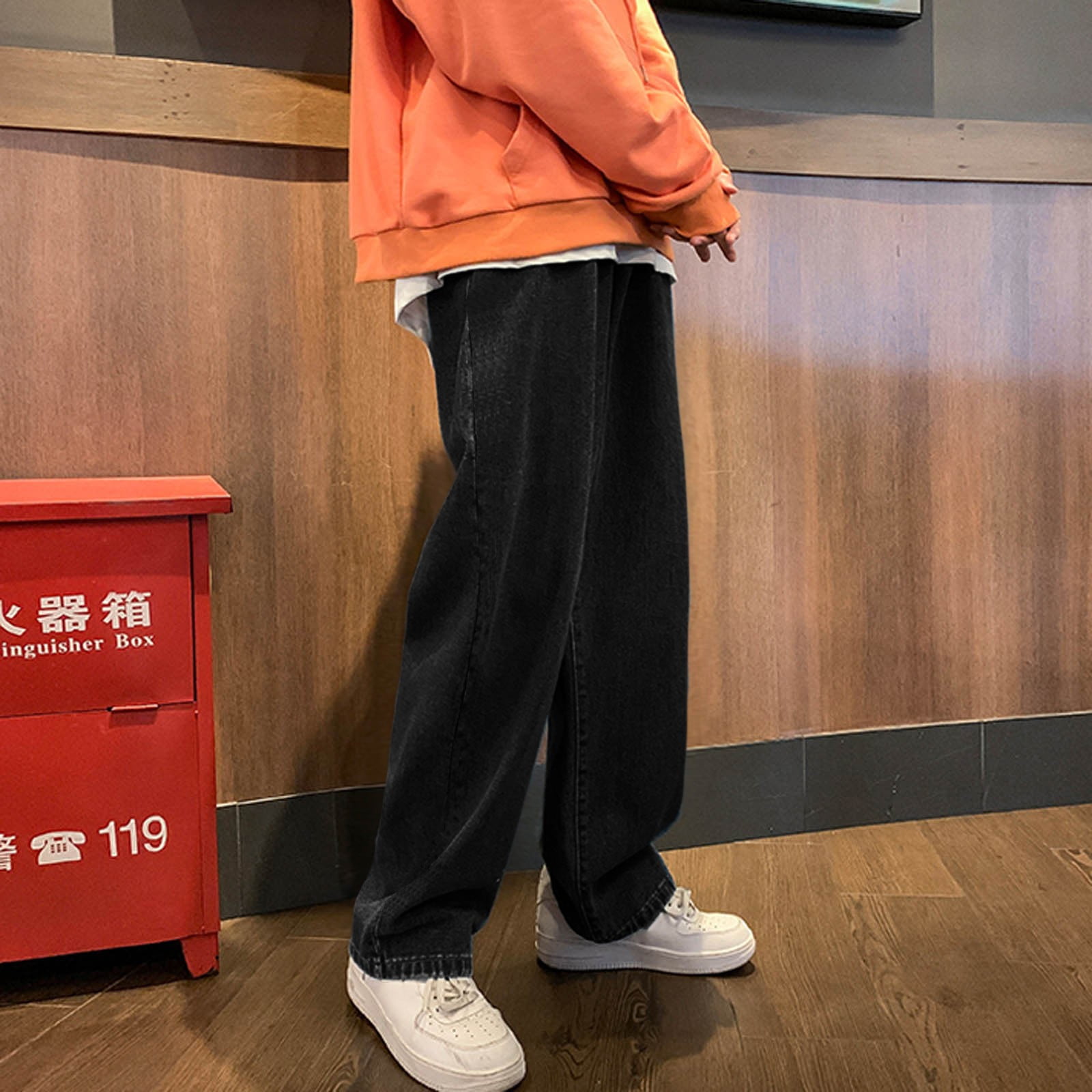 Baqcunre Male Casual Fashion Plus Size Loose Elastic Waist Jeans Street ...
