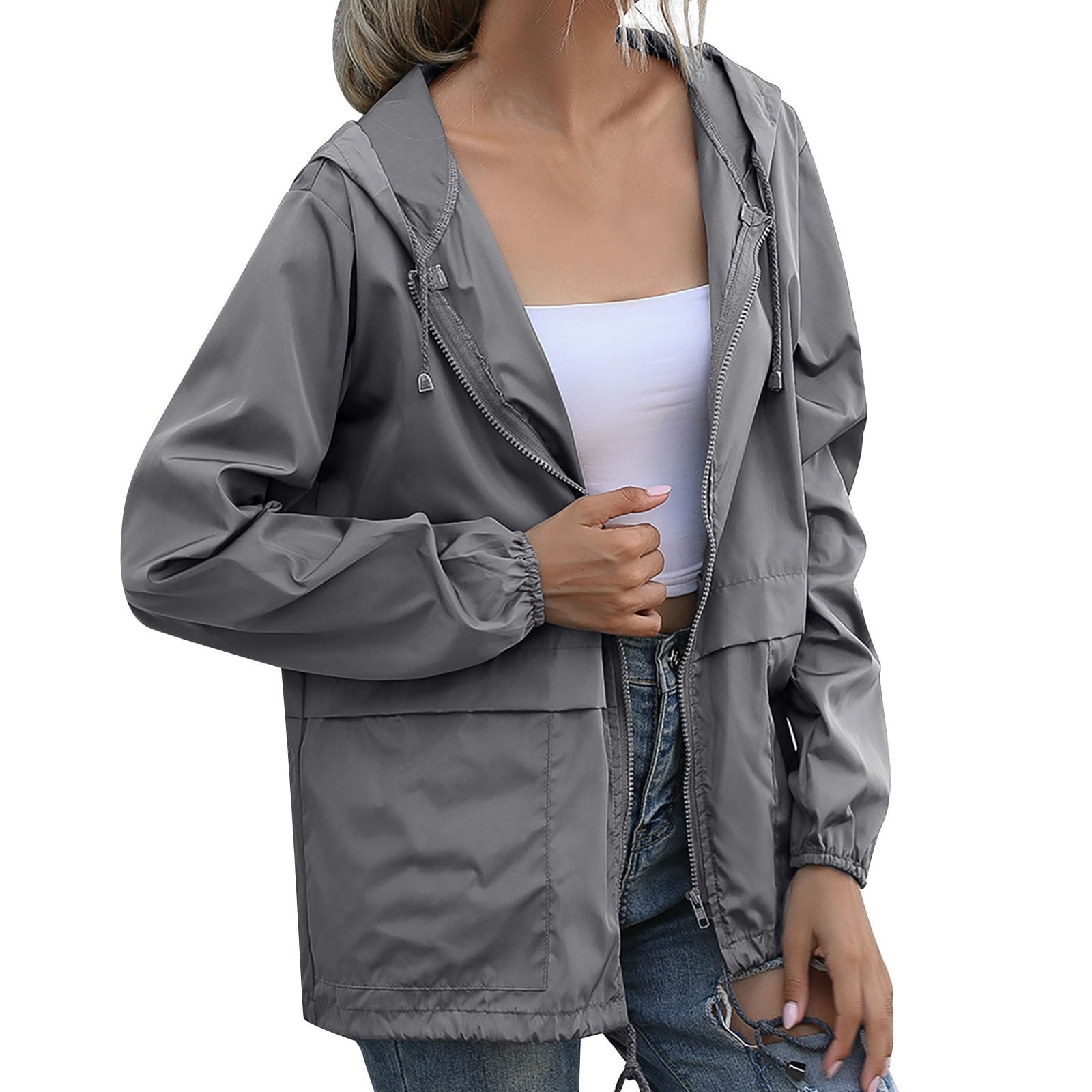 Baqcunre Plus Size Tops For Women Women'S Raincoat Lightweight Rain ...