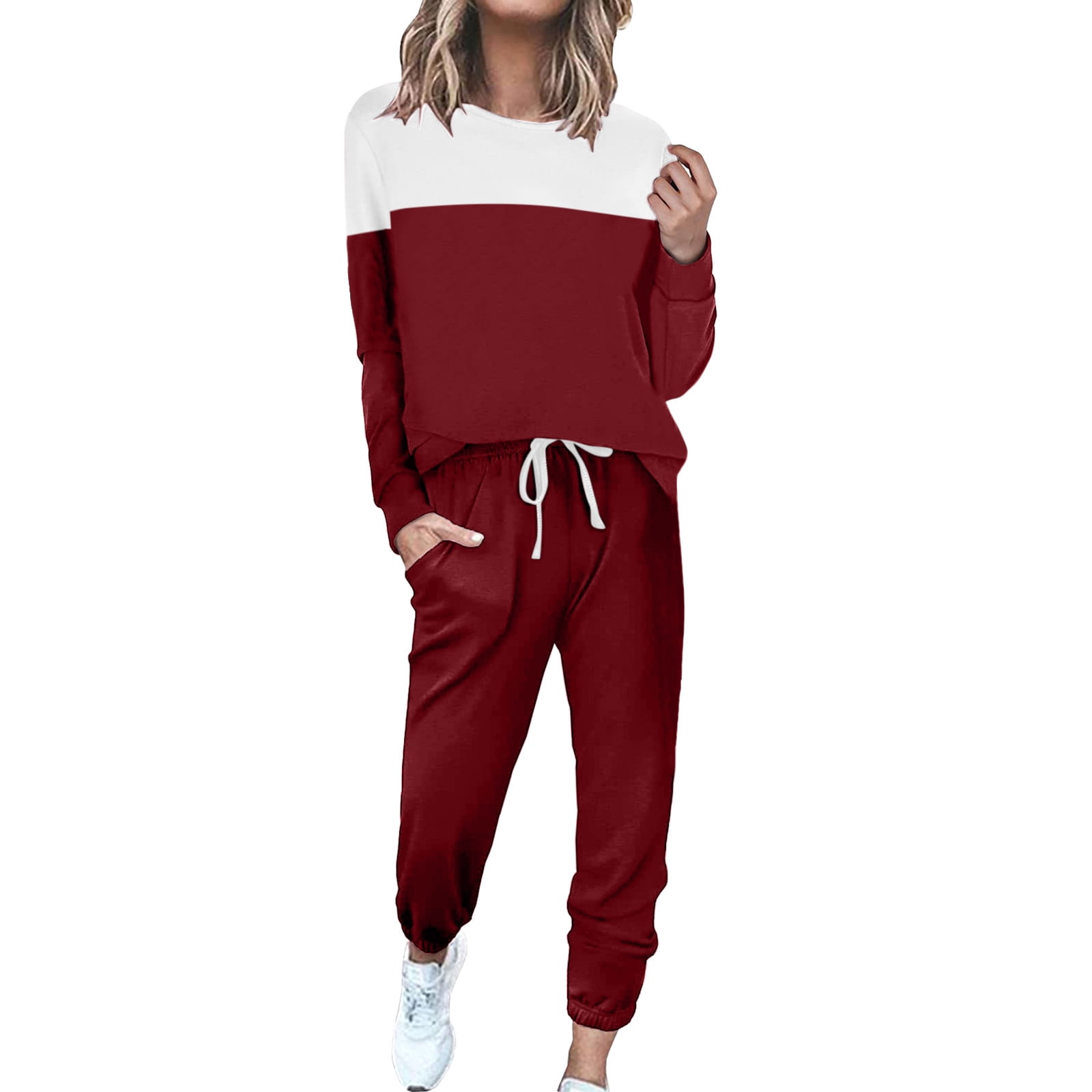 Baqcunre Sweatpants Women Women'S 2 Piece Set Top Pants Of Round Neck ...