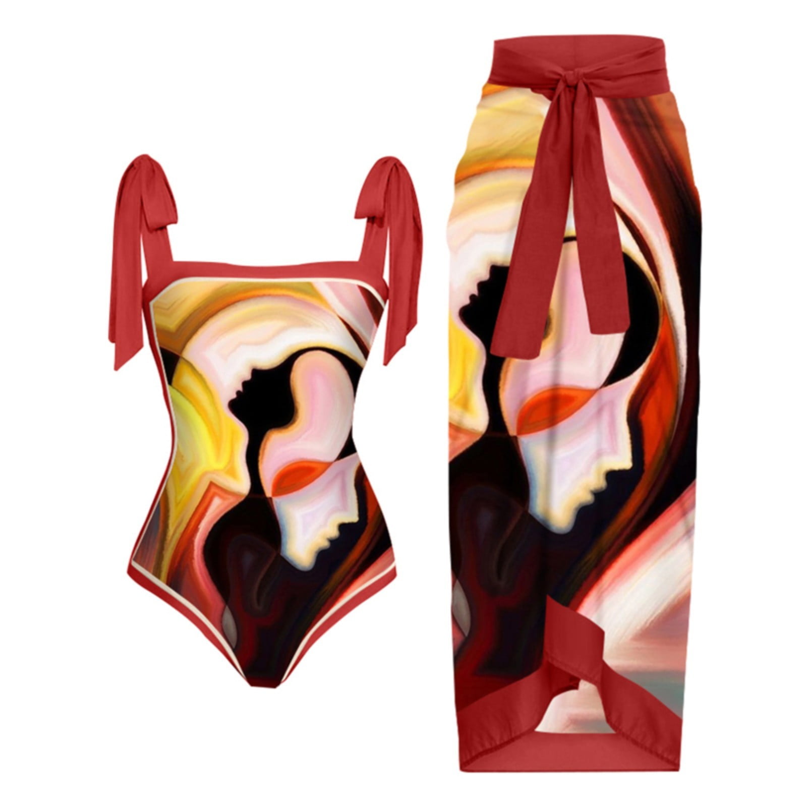 Baqcunre Swim Suits for Women 2024, Women Vintage Colorblock Abstract ...