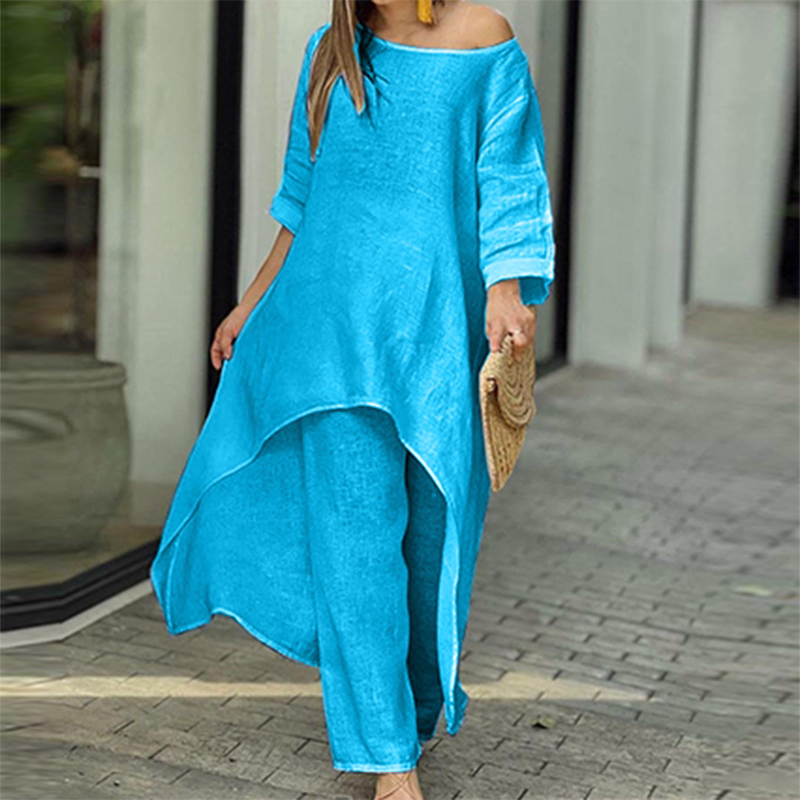 Baqcunre Two Piece Sets for Women Cotton Fashion Casual Large Irregular ...