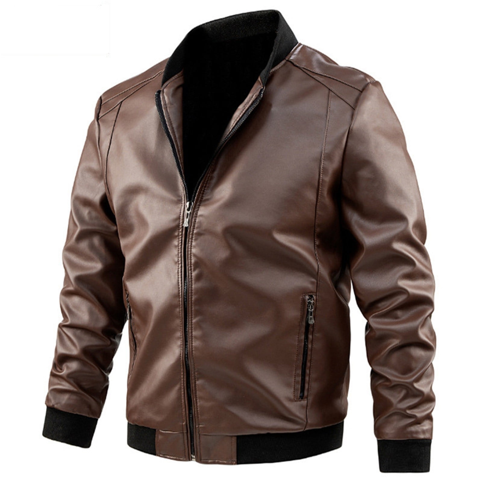 Baqcunre Winter Coats For Men Male Casual Leather Jacket Warm Coat ...