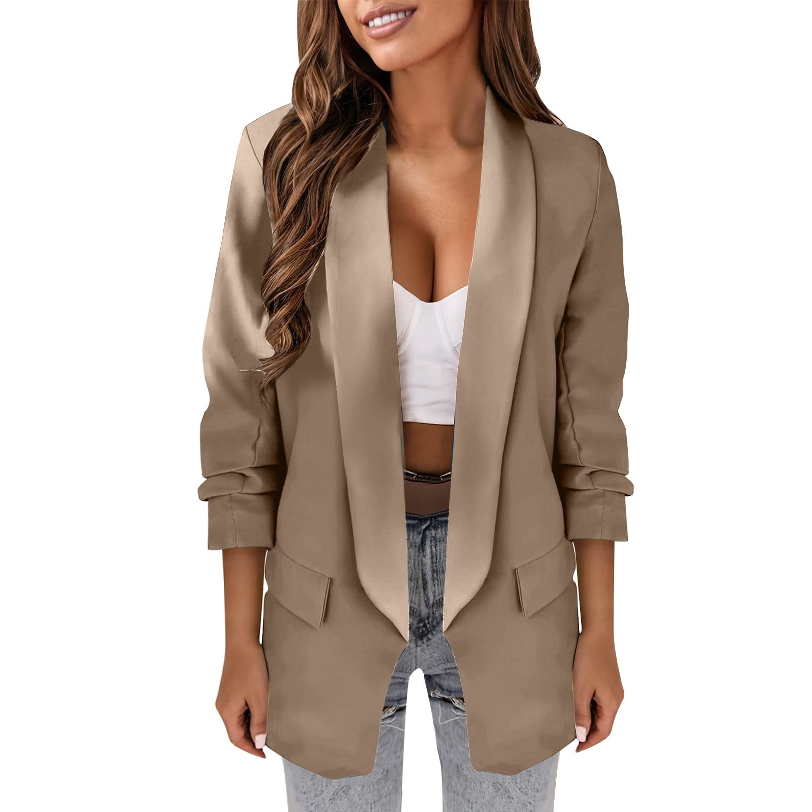 Baqcunre Winter Coats For Women Ladies' Solid Color Casual Long Sleeve ...