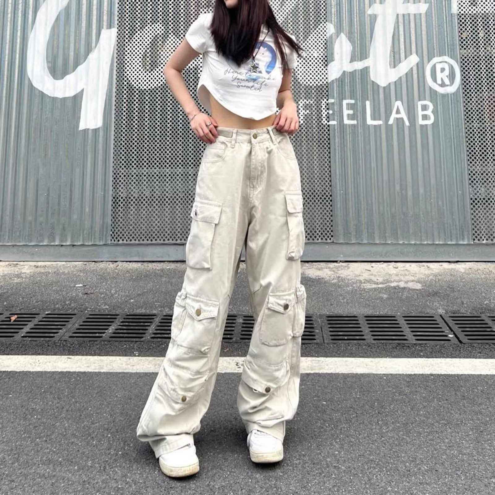 Baqcunre Women's High Street Straight Tube Slim Design Sense Multi ...