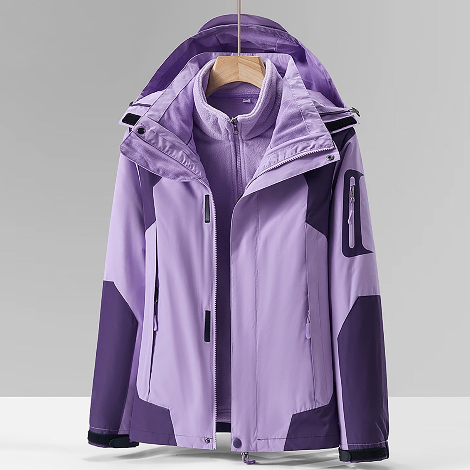 Baqcunre Women's Solid Patchwork Double Thickened Windproof Hooded ...