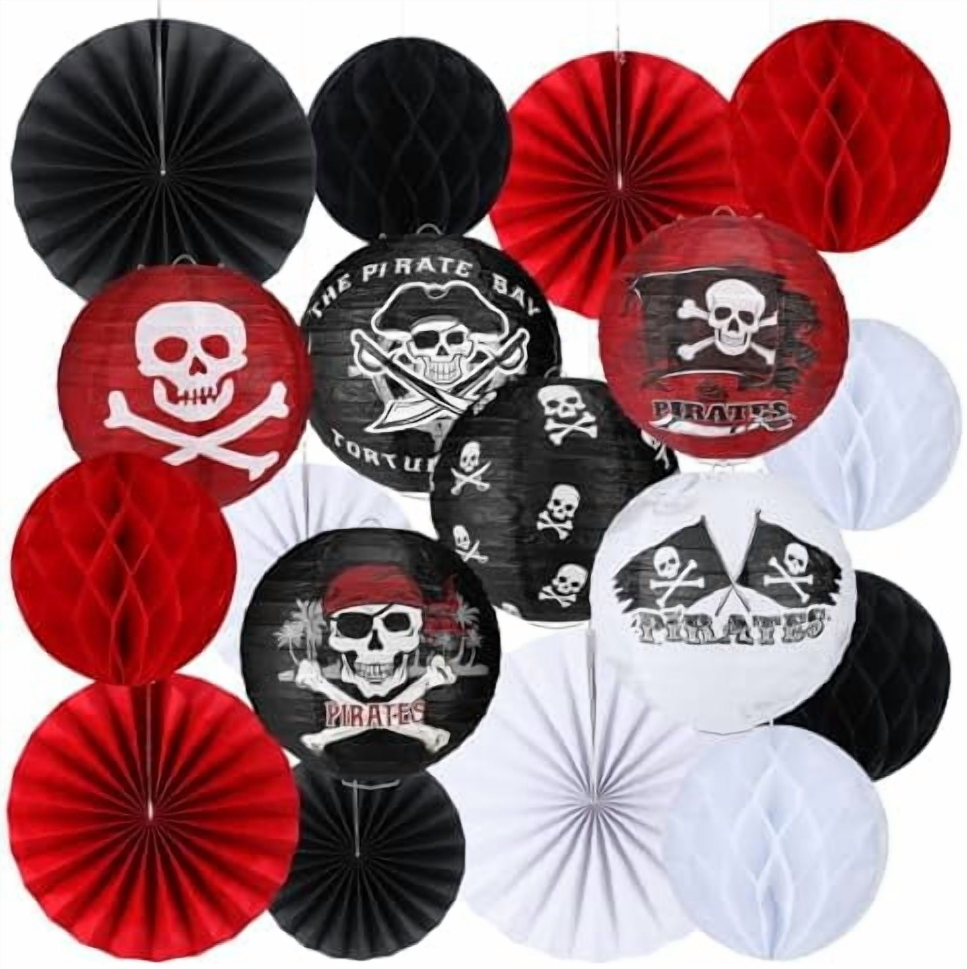 Baquler 18 Pcs Pirate Theme Party Decorations Pirate Skull Paper ...